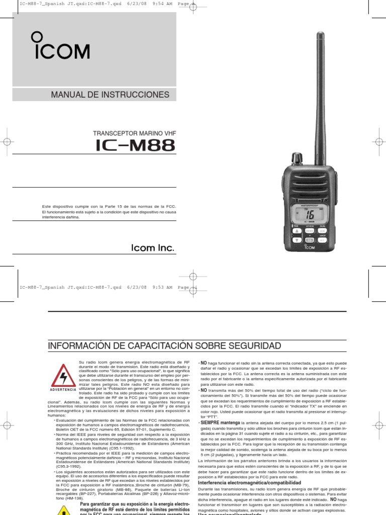 IC M88 7 Spanishinstructions | PDF | Frecuencia de radio | Micrófono