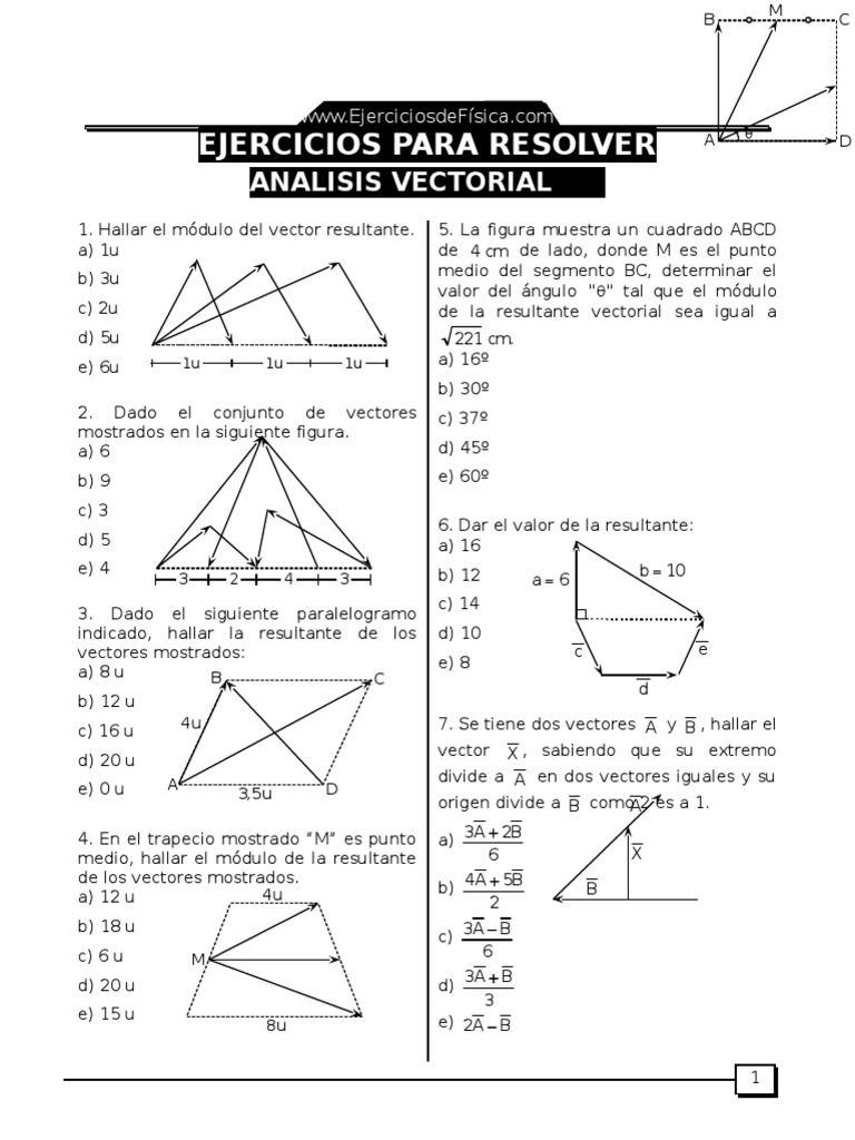 Analisis Vectorial Ejercicios para Resolver | PDF | Cálculo vectorial | Vector Euclidiano