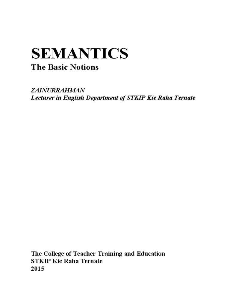 Semantics: The Basic Notions | PDF | Semantics | Logical Consequence