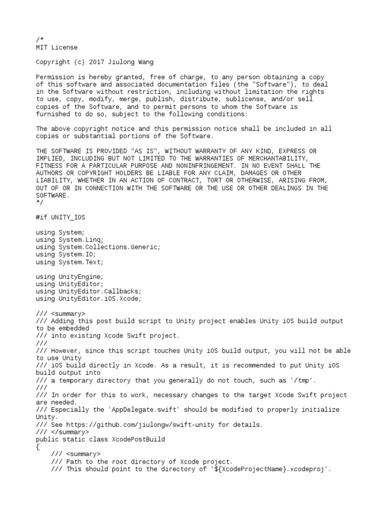 How To Unity Build Inside App | PDF | Swift (Programming Language ...