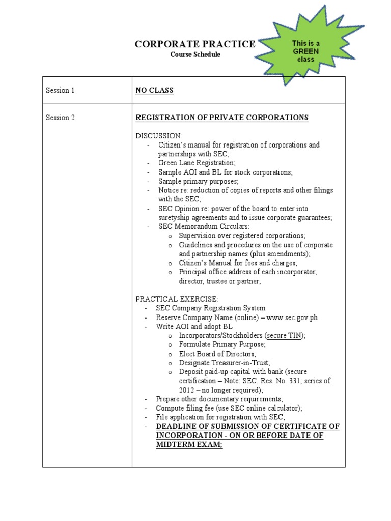 Corporate Practice: No Class | PDF | U.S. Securities And Exchange ...