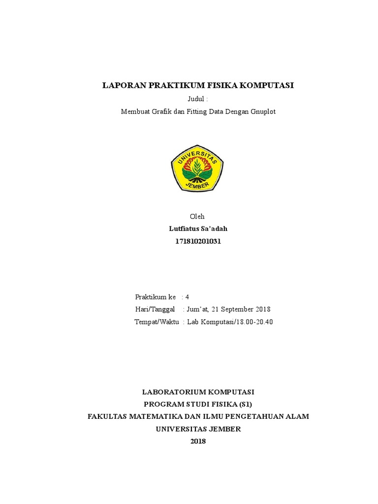 Laporan Fisika Komputasi (Fitting Data Gnuplot) | PDF Laporan Fisika Komputasi (Fitting Data Gnuplot) | PDF