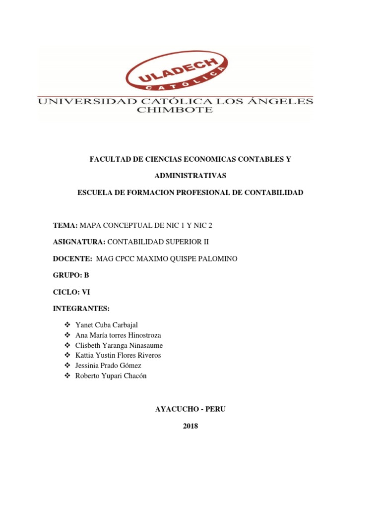Resumen de NIC 1 y NIC 2 | PDF | Contabilidad | Inventario