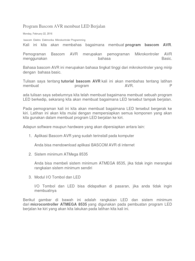 Program Bascom AVR Membuat LED Berjalan | PDF | Komputer