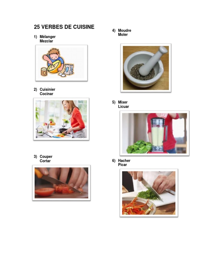 25 Verbes de Cuisine | PDF | Livres de cuisine, nourriture et vin
