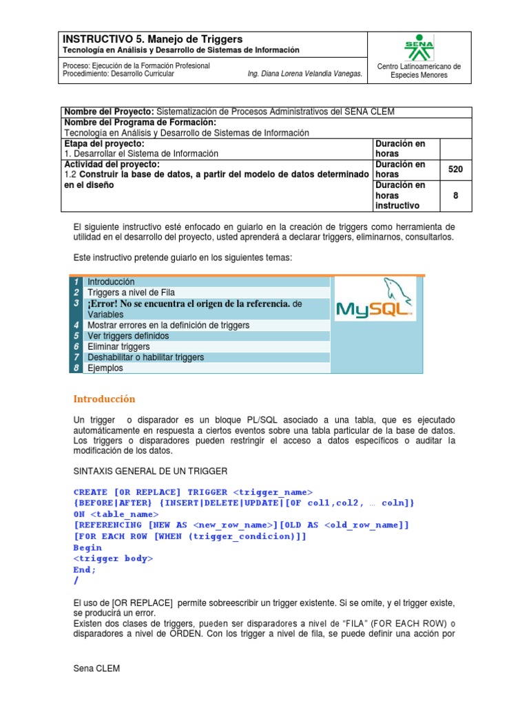 Instructivo 5. Triggers | PDF | Bases de datos | Gestión de datos