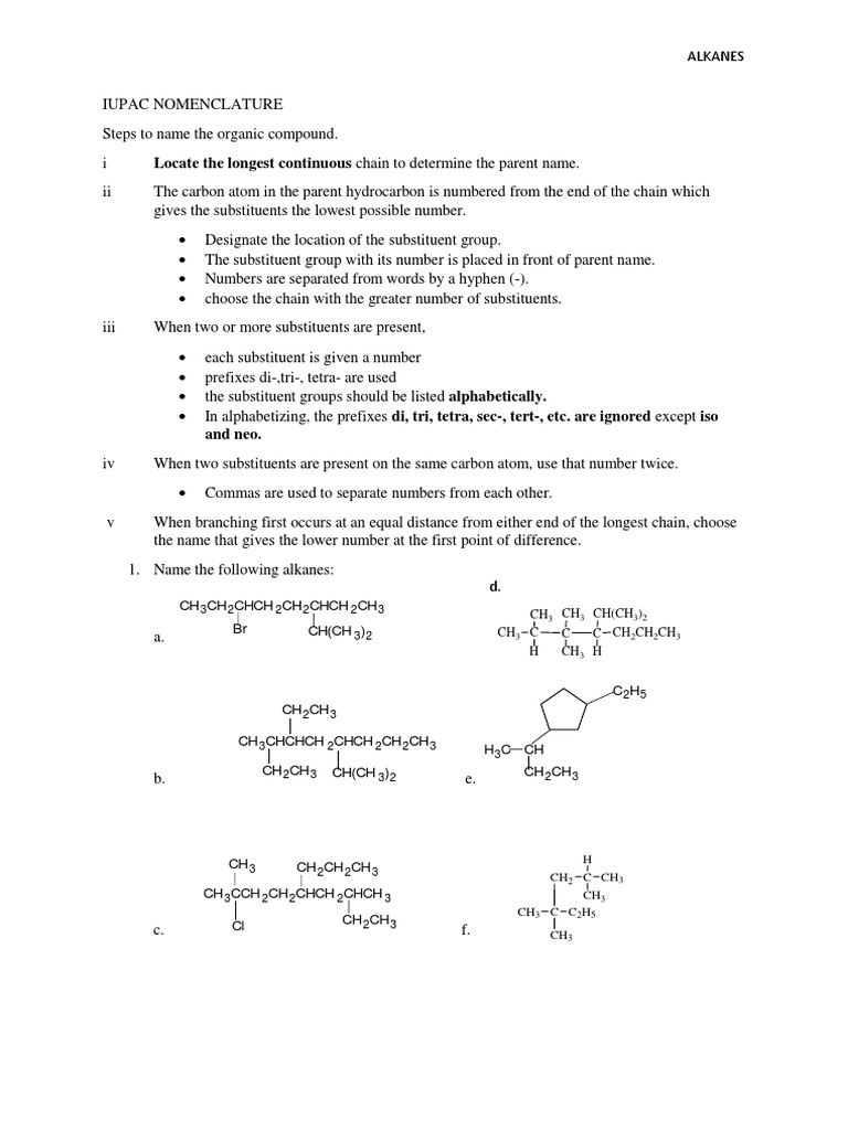 Locate The Longest Continuous Chain To Determine The Parent Name | PDF ...