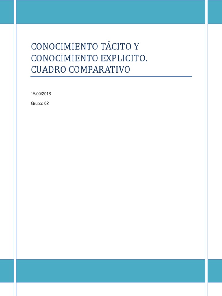 Comparativa: Conocimiento Tácito vs. Explícito | PDF | Conocimiento ...