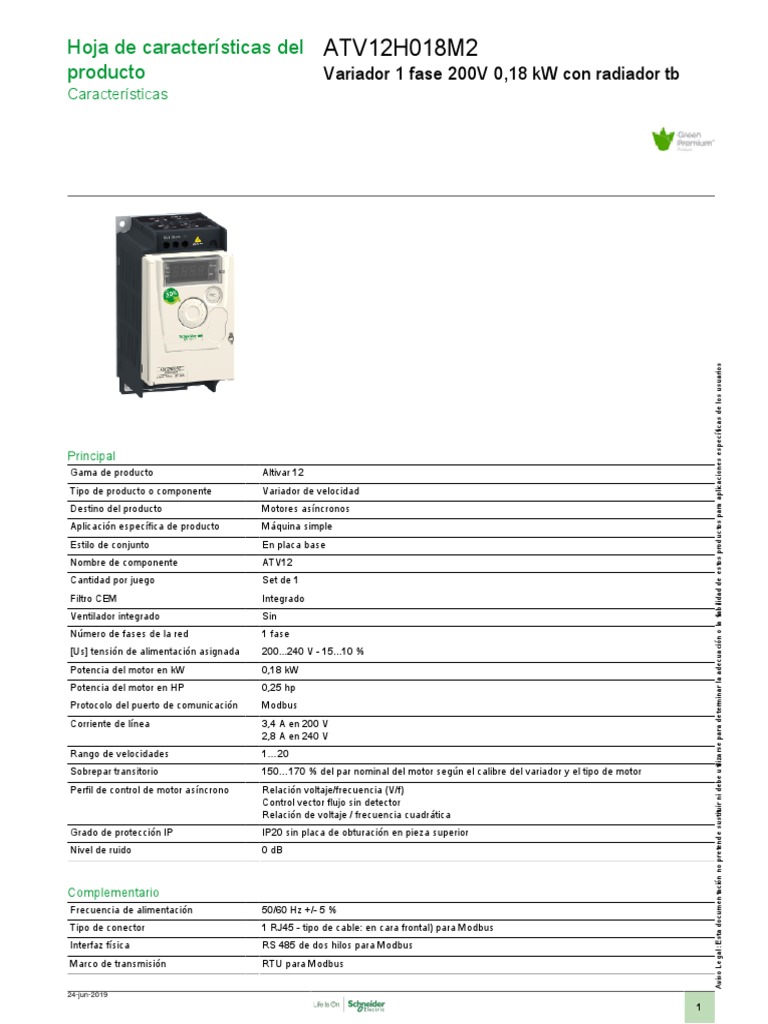 Altivar 12 - ATV12H018M2 | PDF | Impedancia eléctrica | Corriente continua