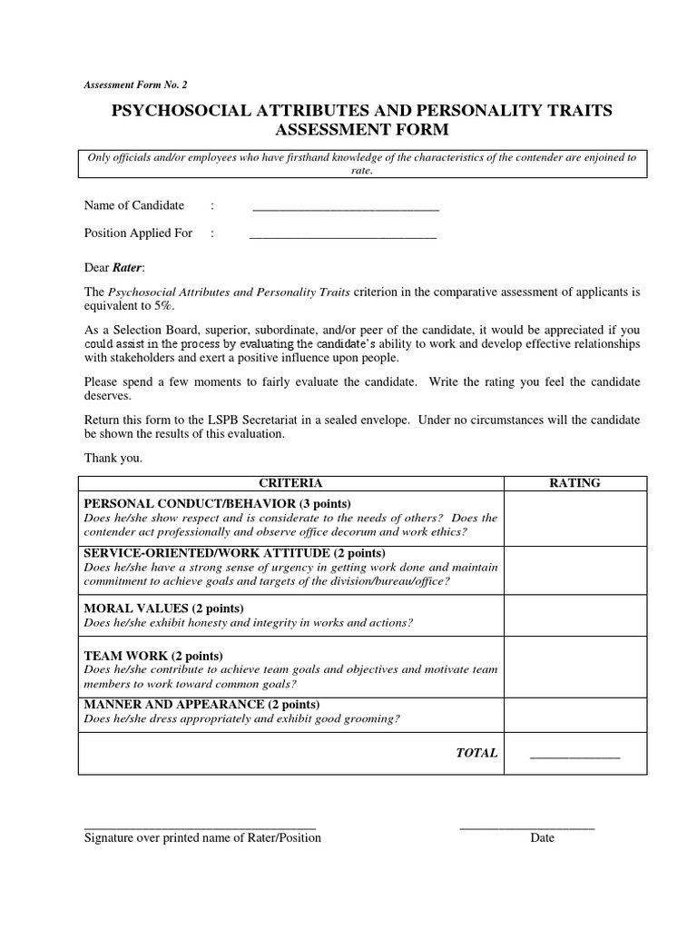 Psychosocial Assessment Form-2 | PDF