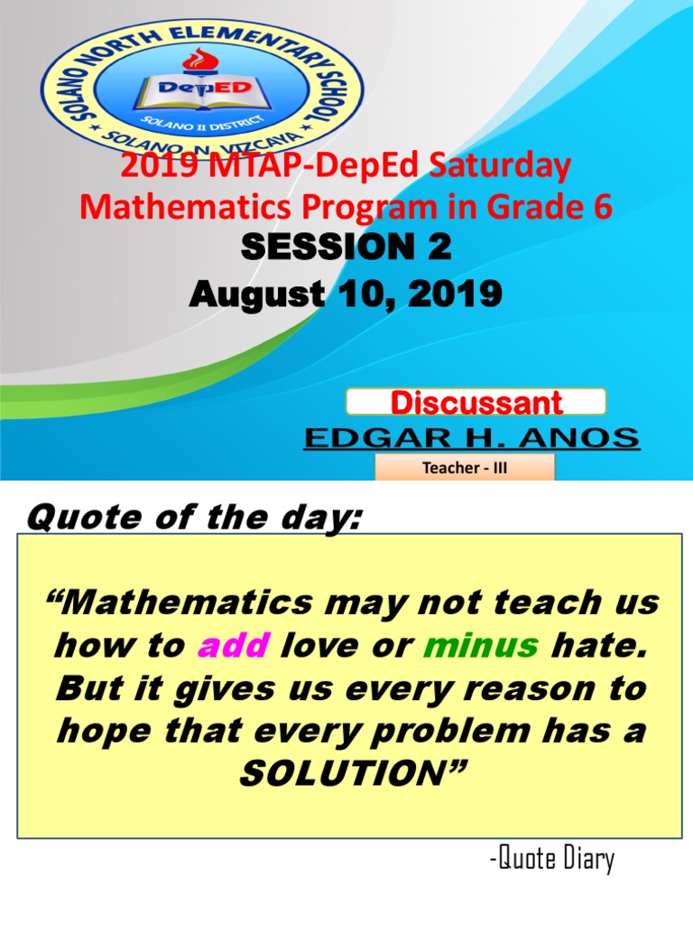 2019 MTAP - Session 2 Grade 6 | PDF | Multiplication | Arithmetic