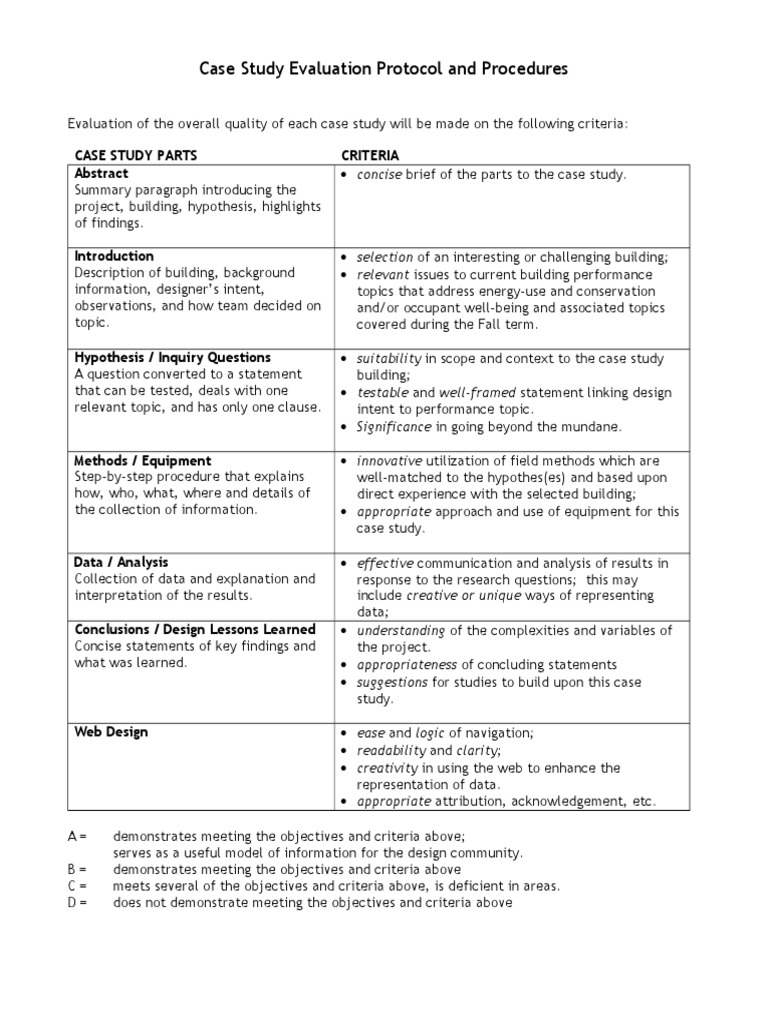 Case Study Evaluation Protocol and Procedures | PDF | Case Study ...