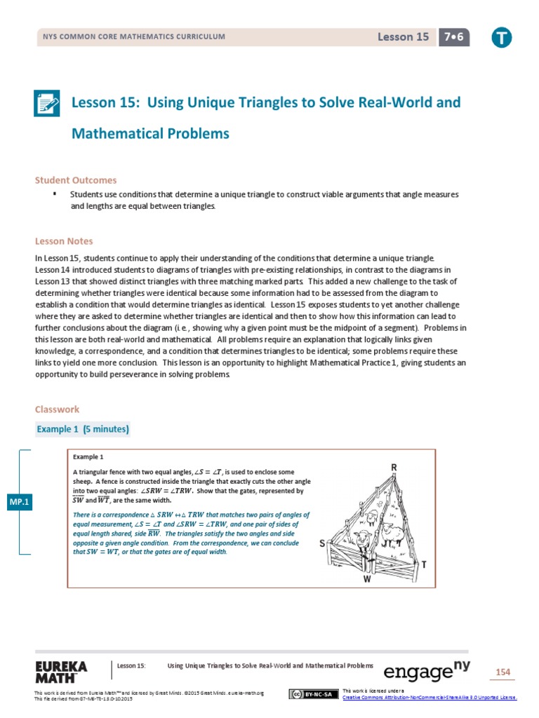 Math g7 m6 Topic B Lesson 15 Teacher | PDF | Rectangle | Triangle