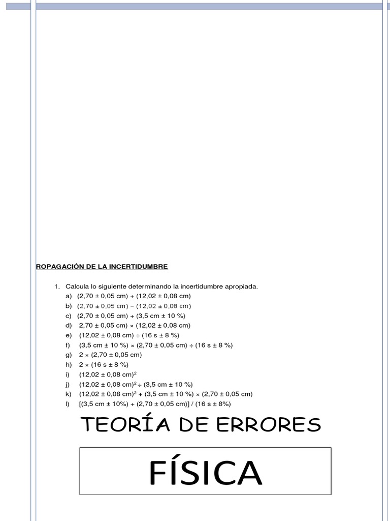 Uncertainties Worksheet - Módulo Ii | PDF | Exactitud y precisión ...