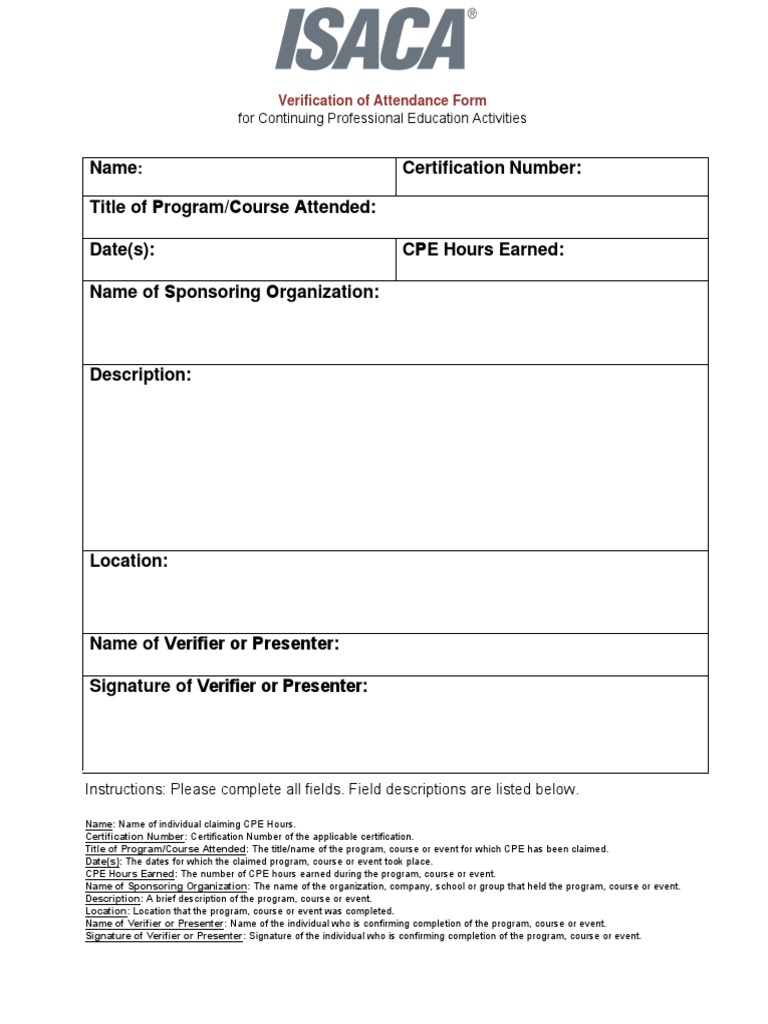 Attendance Verification for CPE Activities | PDF | Career & Growth ...