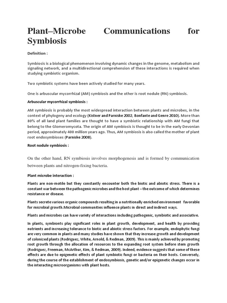 Plant Symbionts Interaction | PDF | Symbiosis | Parasitism