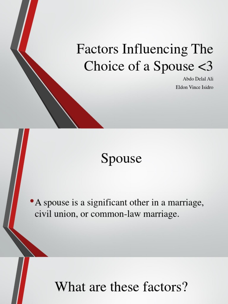 Factors Influencing The Choice of A Spouse | PDF