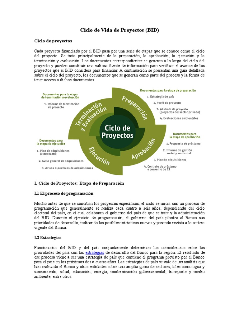 Ciclo de Vida de Proyectos BID | PDF | Banco Interamericano de ...