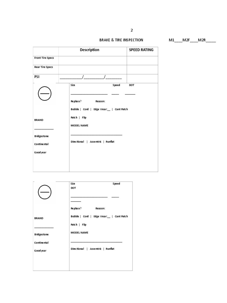 Brake and tire inspection report | PDF | Tire | Automotive Industry