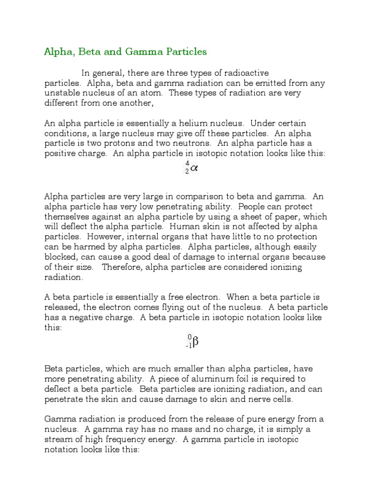 Alpha, Beta and Gamma Particles | PDF