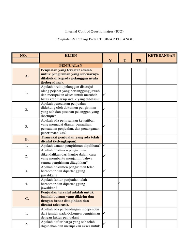 Internal Control Questionnaires (ICQ) | PDF