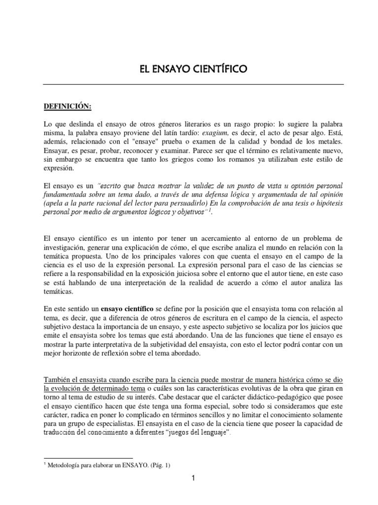 El Ensayo Científico PDF | PDF | Ensayos | Certeza