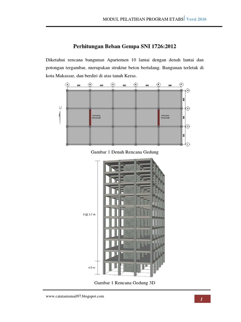 Perhitungan Beban Gempa Secara Manual 10 Lantai | PDF