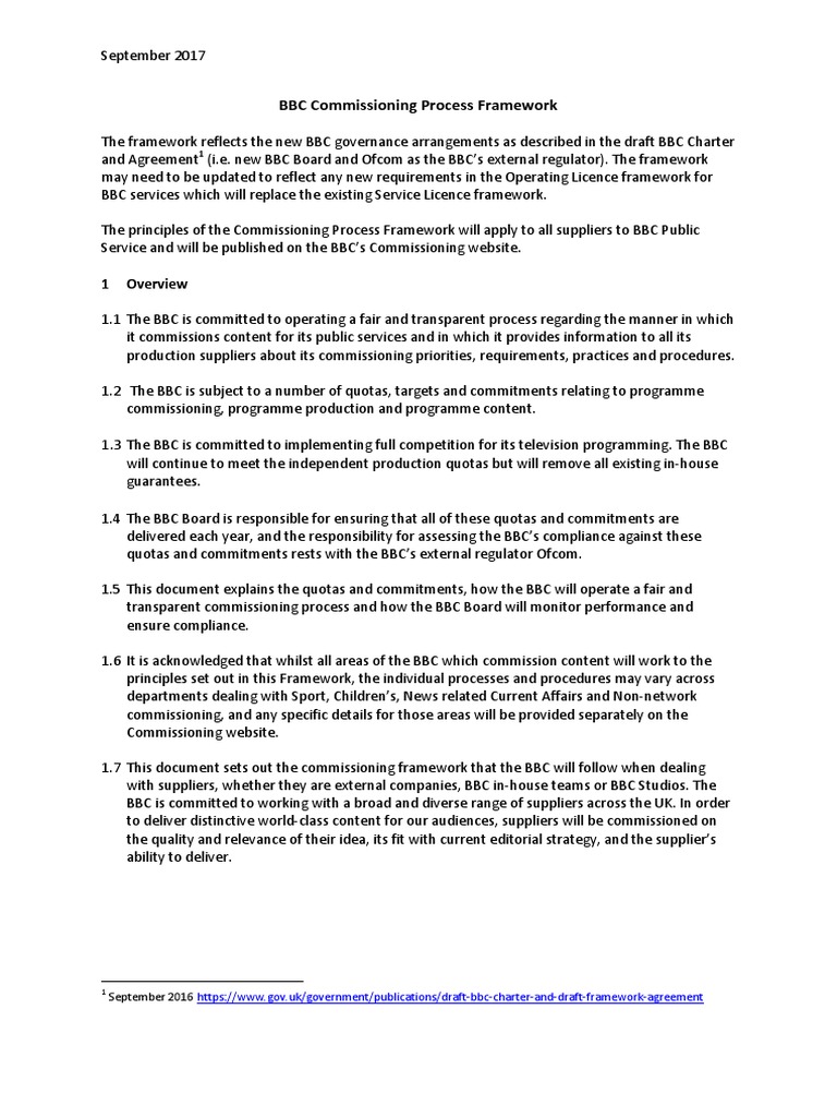 BBC Commissioning Process Framework: 1 Overview | PDF | Bbc ...
