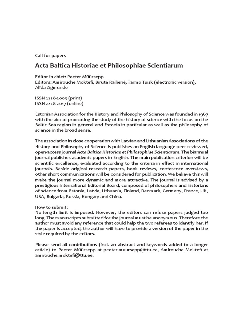 Call For Papers ABHPS | PDF | Social Science | Travel