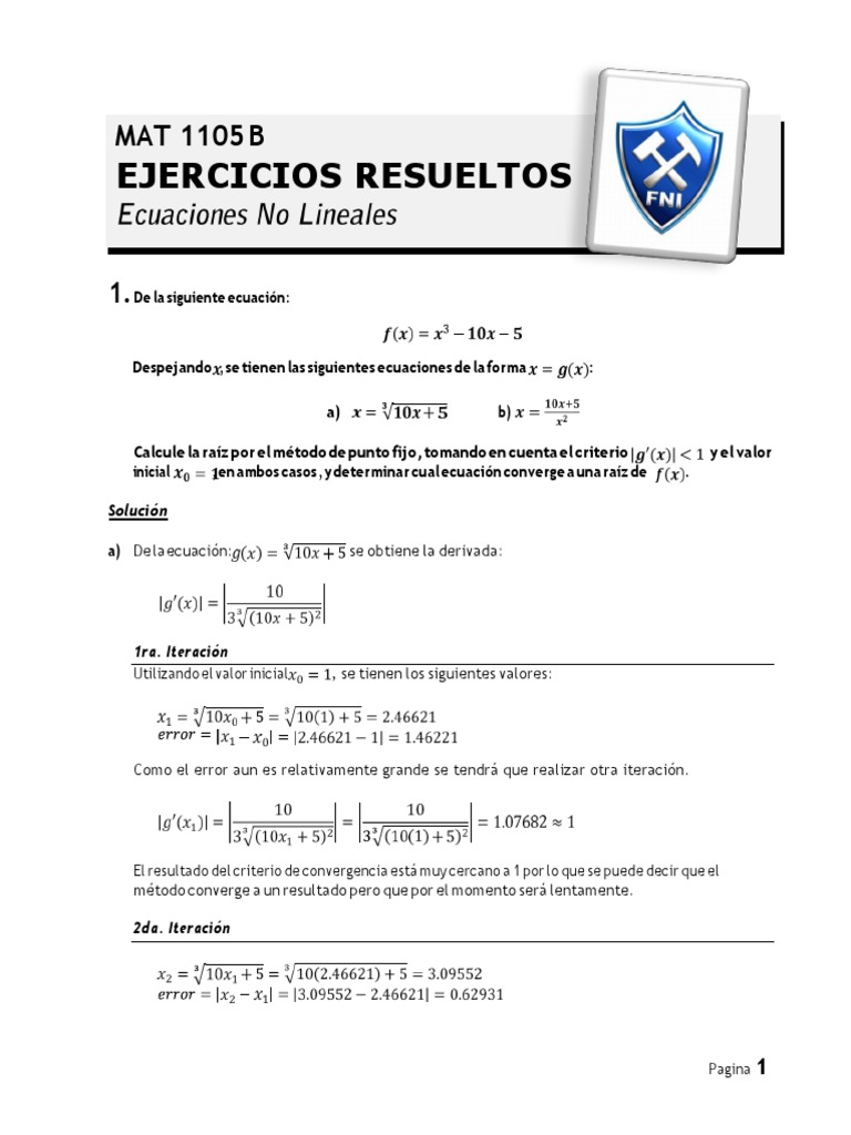 Ejercicios Resueltos: MAT 1105 B | PDF | Análisis | Conceptos matemáticos
