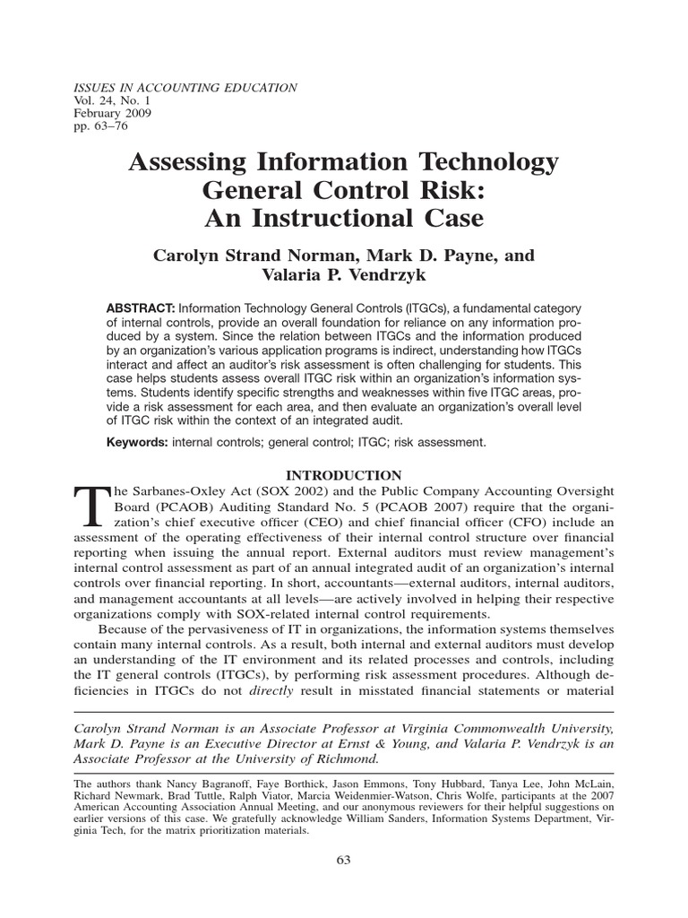 ITGC Risk Assessment for FFC Foods | PDF | Internal Control ...