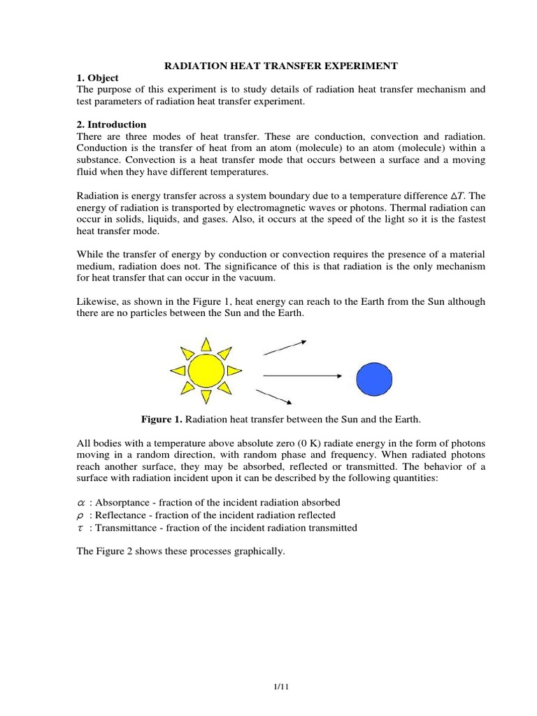 Radiation Heat Transfer Experiment | PDF | Heat Transfer | Thermal ...