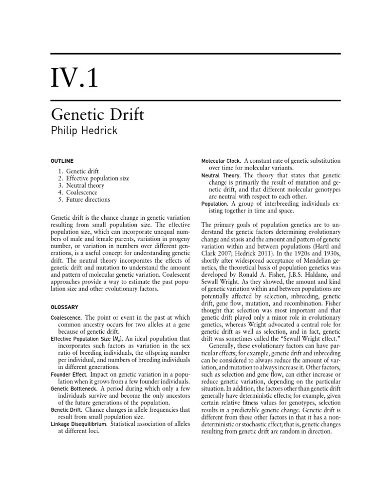 Drift Hedrick | PDF | Population Genetics | Evolution