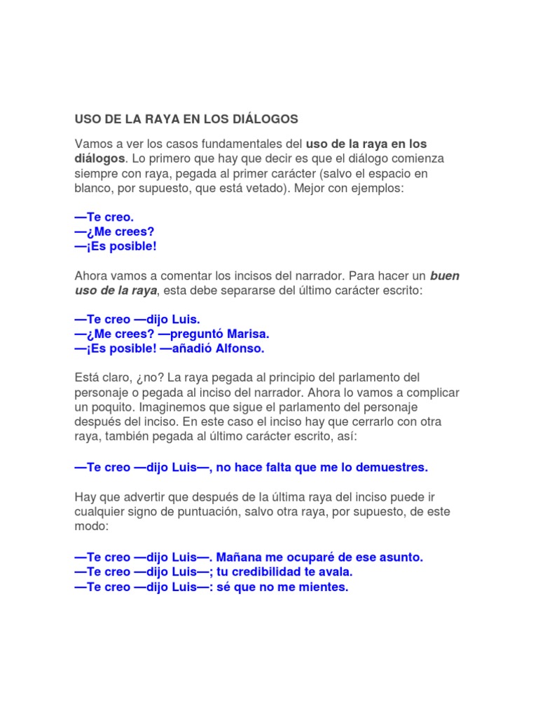 Uso de La Raya en Los Diálogos | PDF