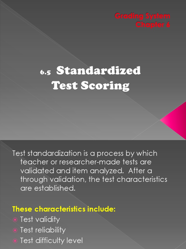 Standrdized Test Scoring | PDF