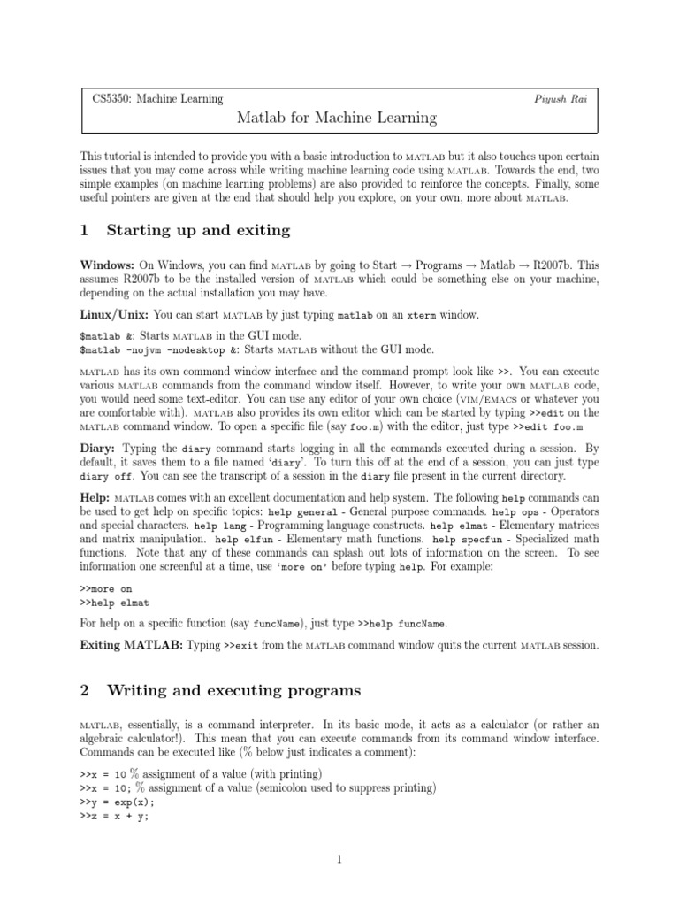 Matlab For Machine Learning | Download Free PDF | Principal Component ...