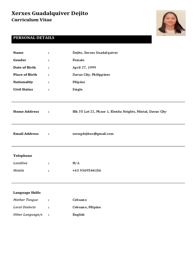 Xerxes Dejito Nursing CV | PDF | Self-Improvement | Wellness