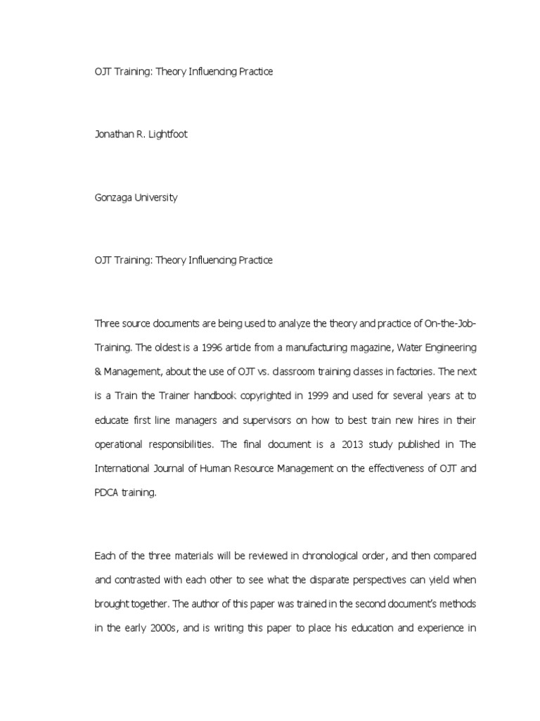 Ojt Training Theory Pdf Learning Hypothesis