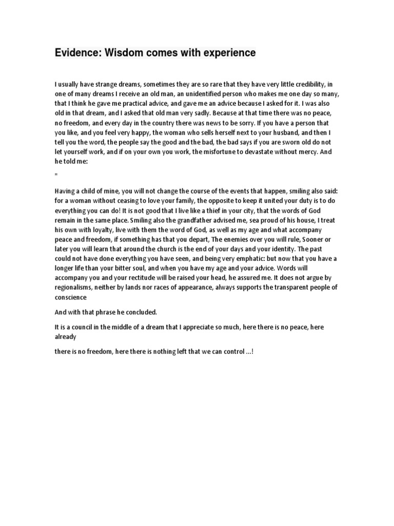 Wisdom Comes With Experience | PDF