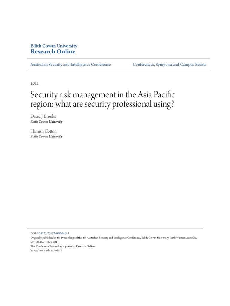 Security Risk Management in The Asia Pacific Region - What Are Sec ...