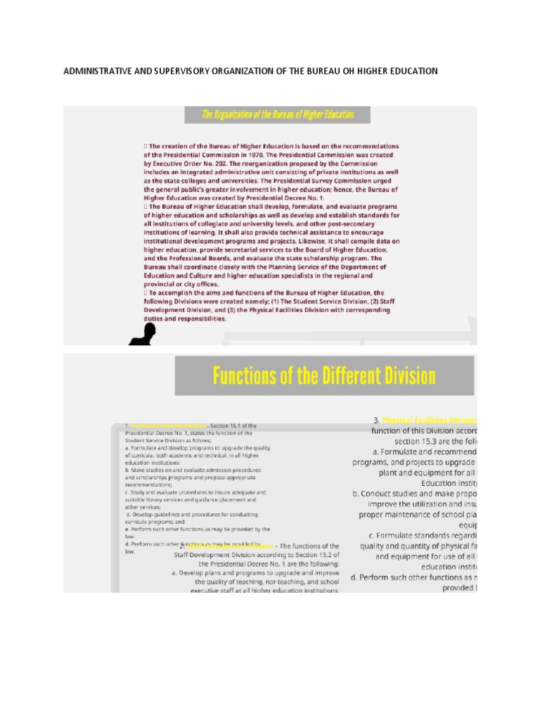Administrative and Supervisory Organization of The Bureau Oh Higher ...