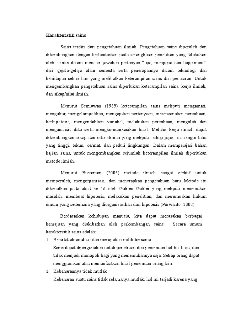 Karakteristik Sains Format | PDF