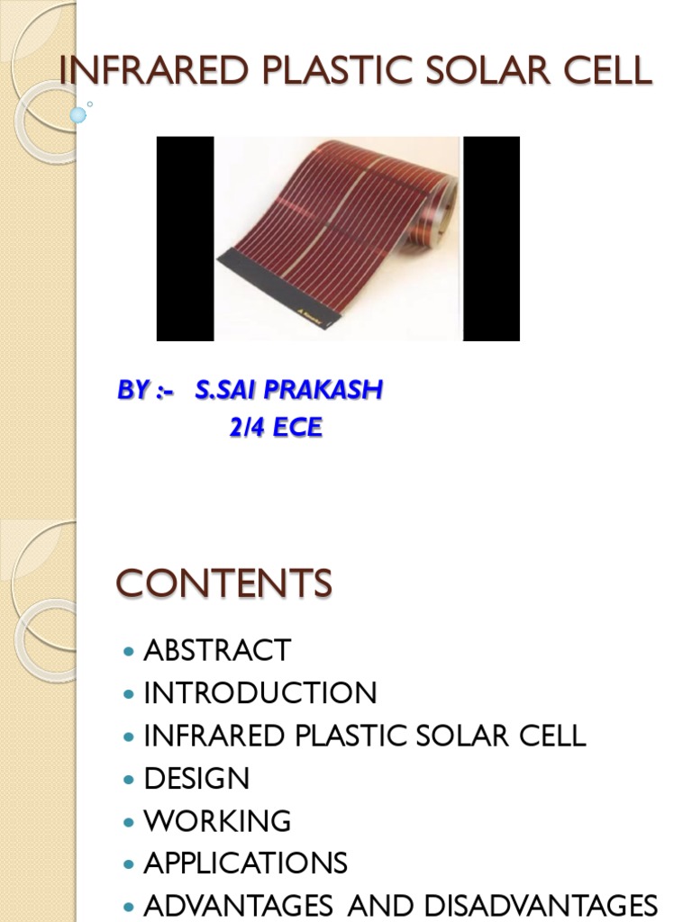Infrared Plastic Solar Cell Technology | PDF | Solar Cell | Infrared
