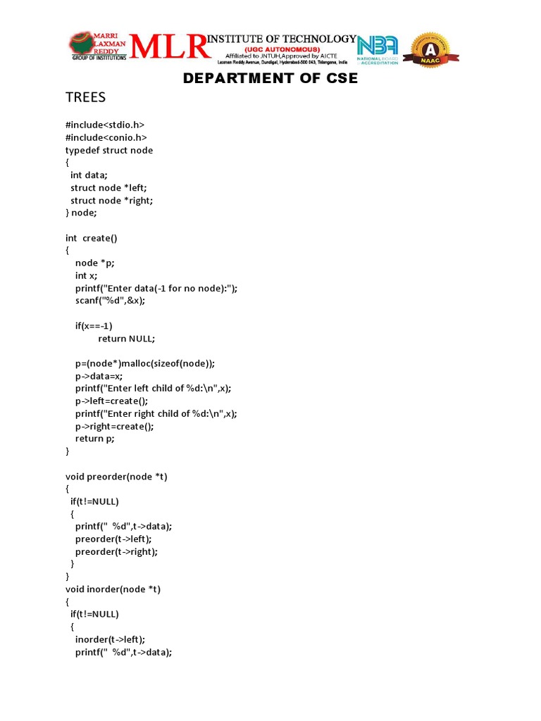 Trees: Department of Cse | PDF