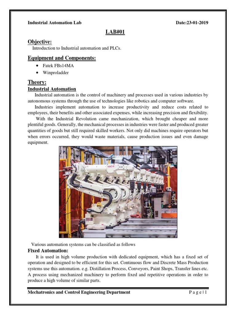 Lab 1 Industrial Automation | PDF | Programmable Logic Controller ...