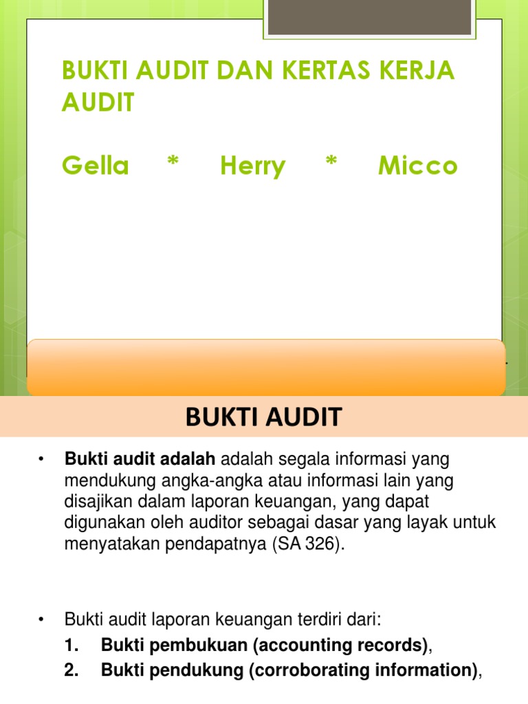Bukti Audit Dan Kertas Kerja Audit | PDF