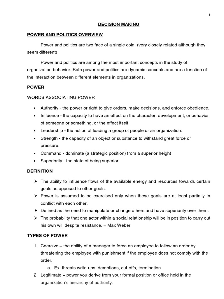 Decision Making Power and Politics Overview | PDF | Government Of China ...