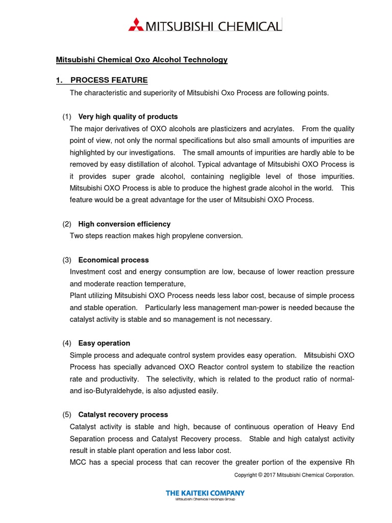 Introduction MCC Oxo Process | PDF | Catalysis | Chemical Processes