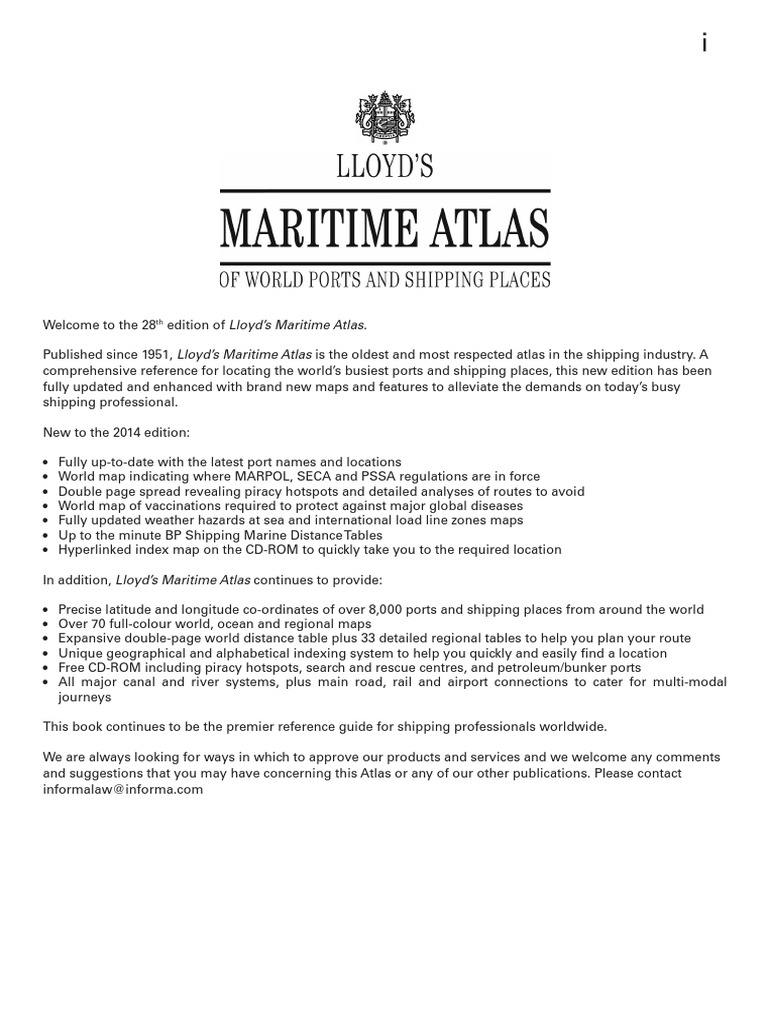 2014 Lloyds Maritime Atlas | PDF | Sea | Port