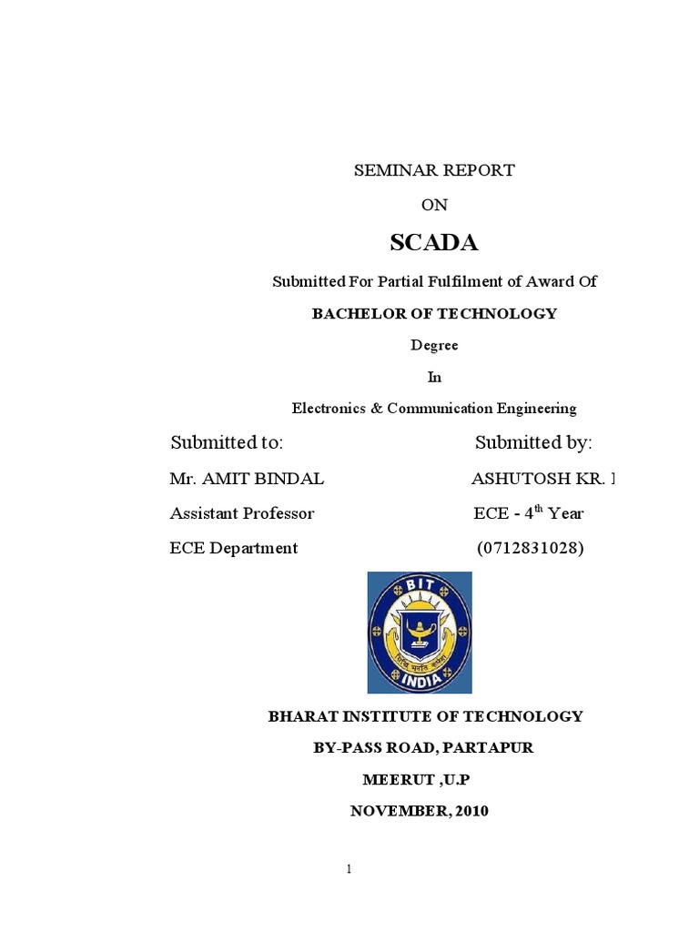 SCADA Seminar Report | PDF | Scada | Computer Network